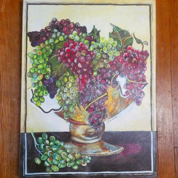 garant | Art | Bowl Of Grapes Canvas Signed Jennifer Garant | Poshmark